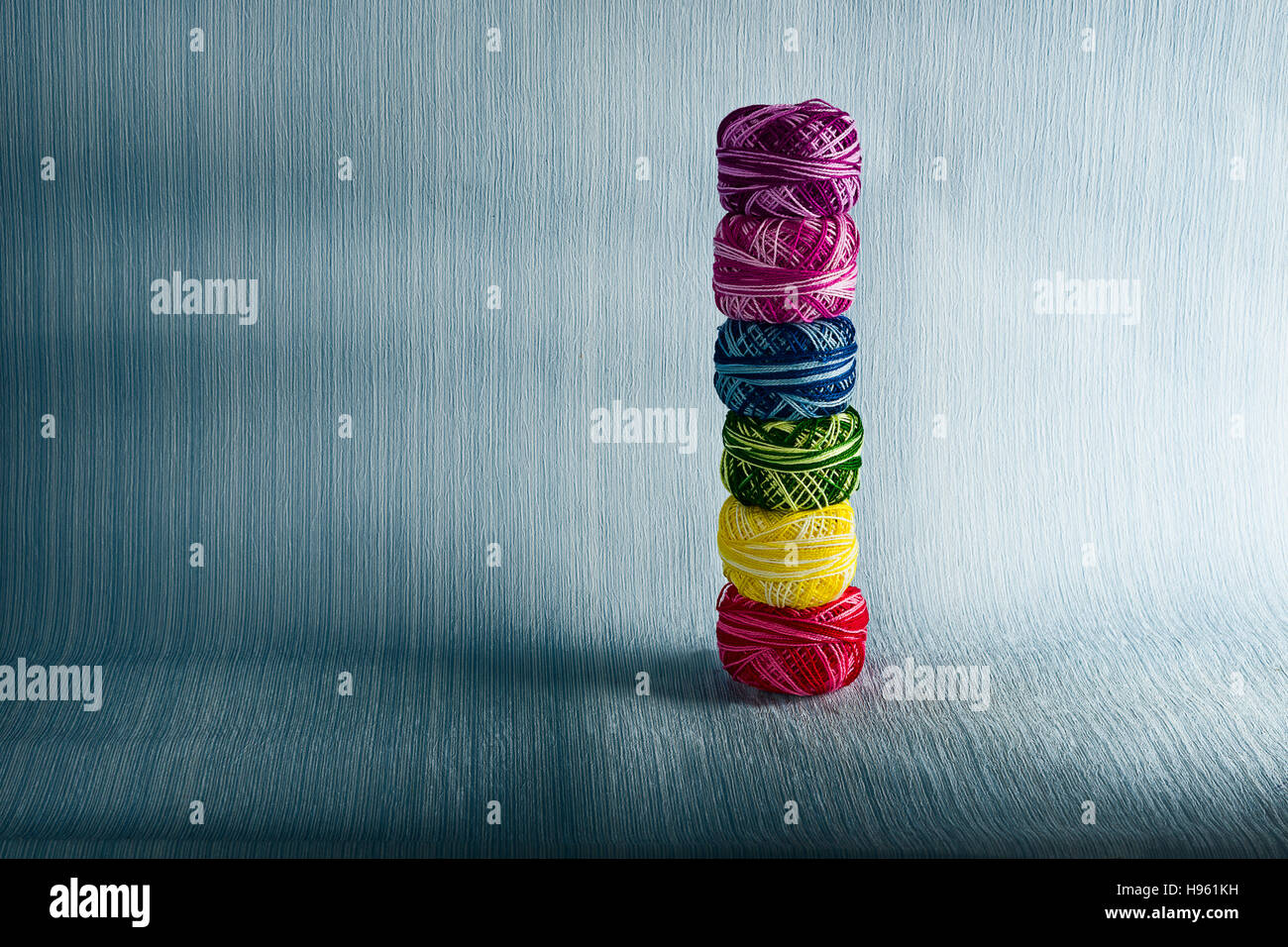 Awkwardly Balanced Rainbow Crochet Threads Stock Photo - Alamy