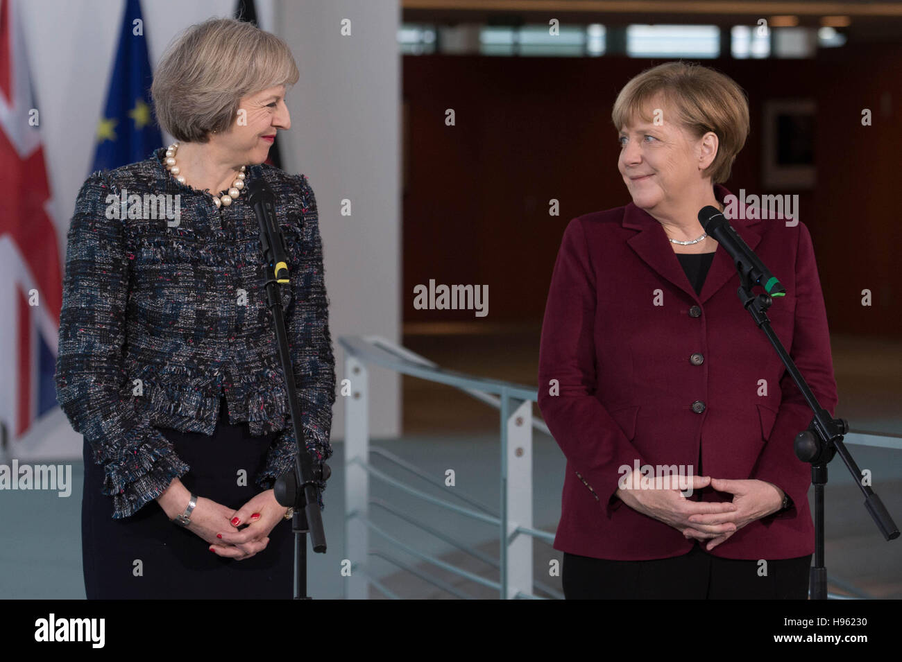 Prime Minister Theresa May (left) and German Chancellor Angela Merkel ...