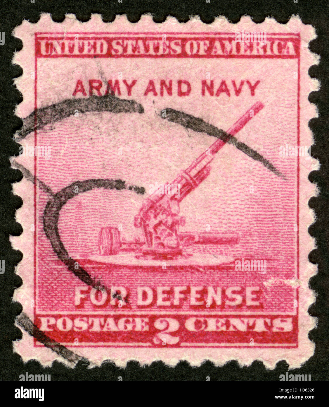 US,circa 1940, postage stamp ,Army and navy,for defense Stock Photo - Alamy