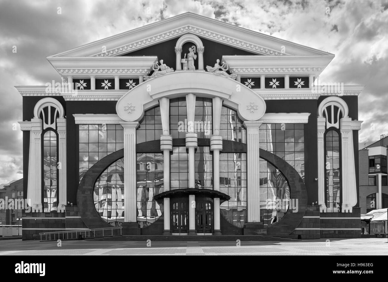 The Opera house in Saransk, Russia. Black-and-white Stock Photo - Alamy