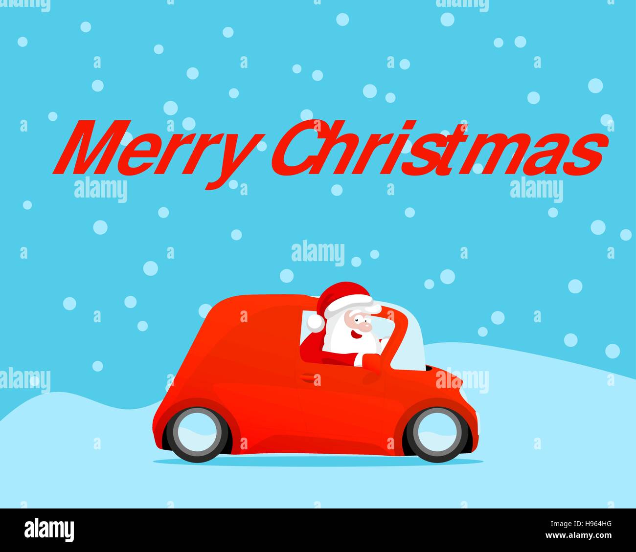 Santa drive car christmas card. Vector illustration Stock Vector Image ...