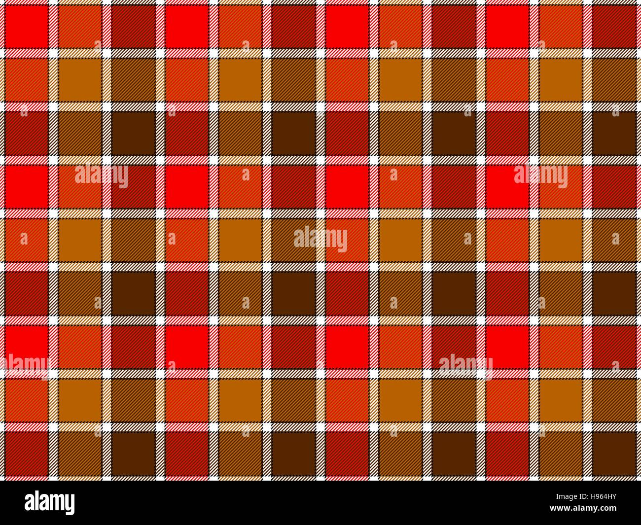 Red brown autumn check seamless background. Vector illustration. Flat ...