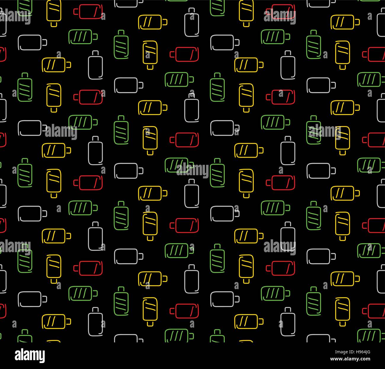 Colors battery seamless pattern dark technology background. Vector ...