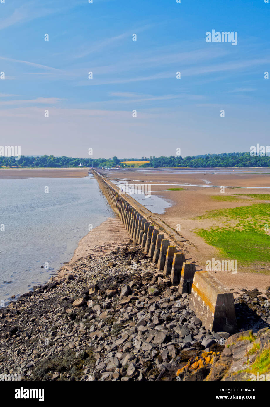 UK, Scotland, Lothian, Edinburgh Area, Cramond, Causeway and Pylons ...