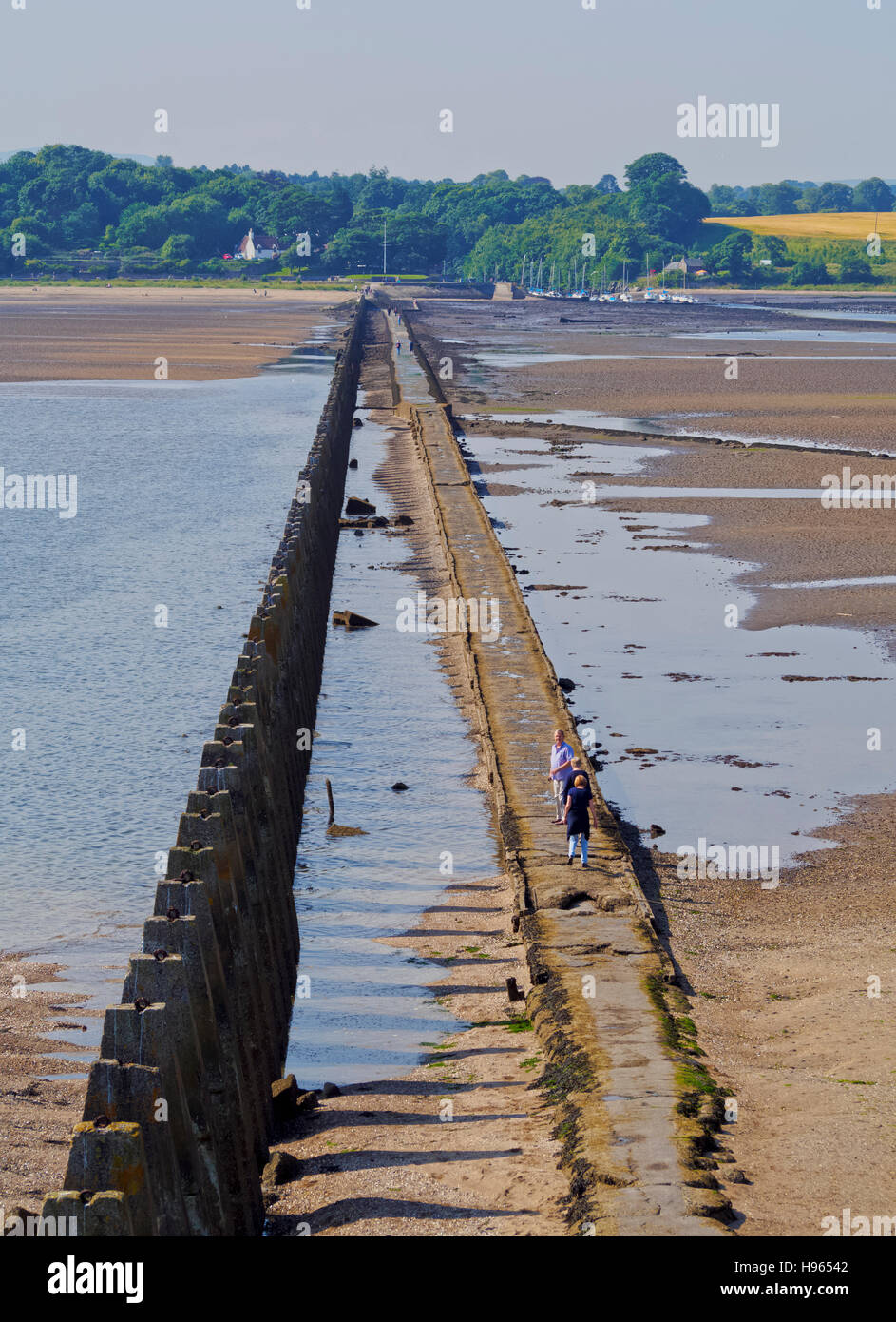 UK, Scotland, Lothian, Edinburgh Area, Cramond, Causeway and Pylons ...