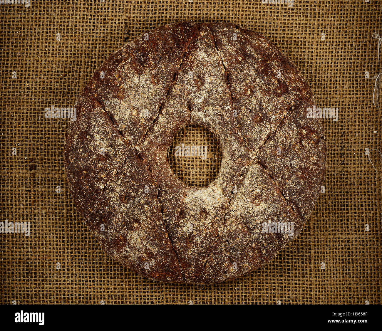 finnish traditional round ray bread on a sackcloth Stock Photo - Alamy