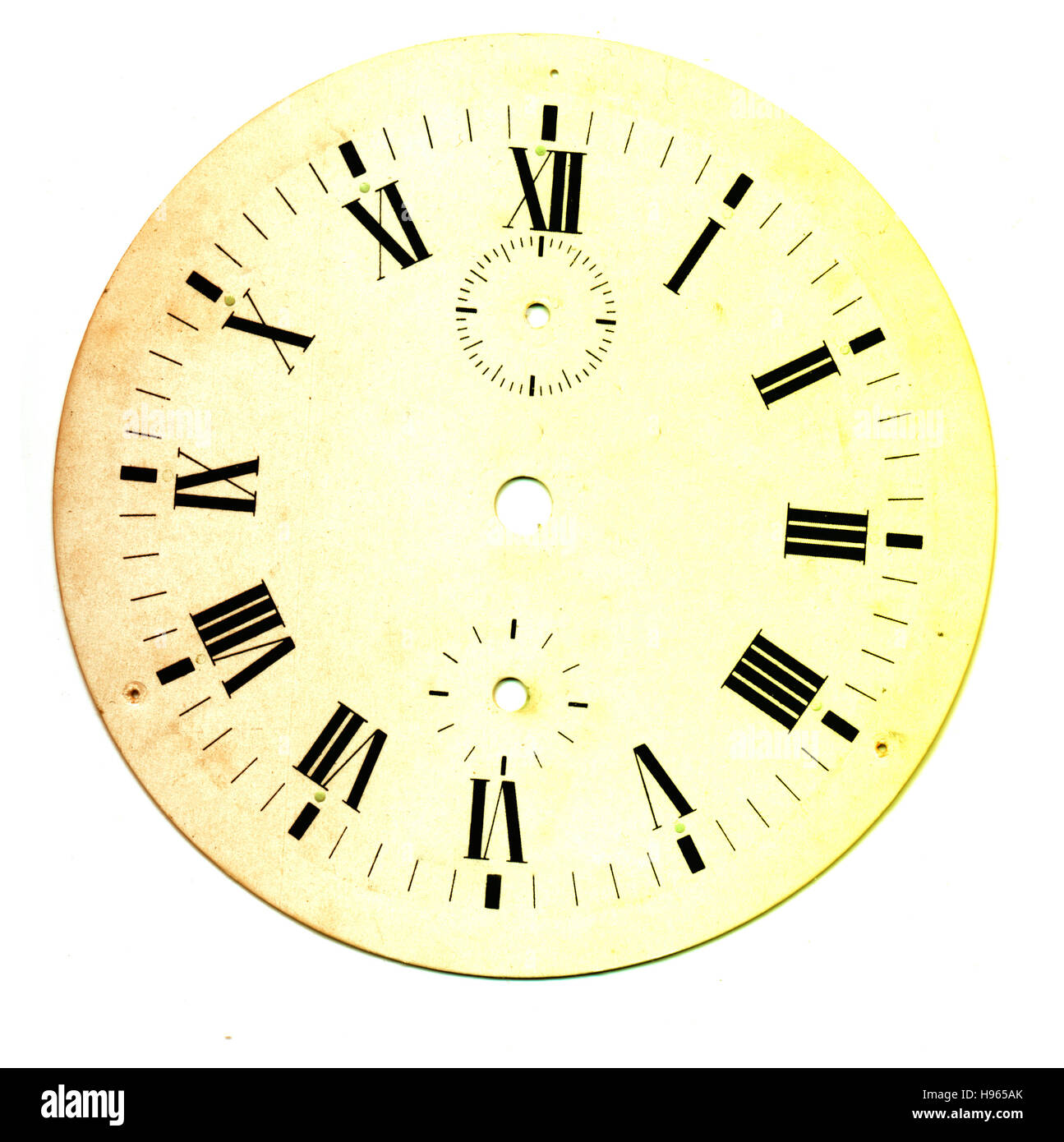 grunge round face of clock over white Stock Photo - Alamy