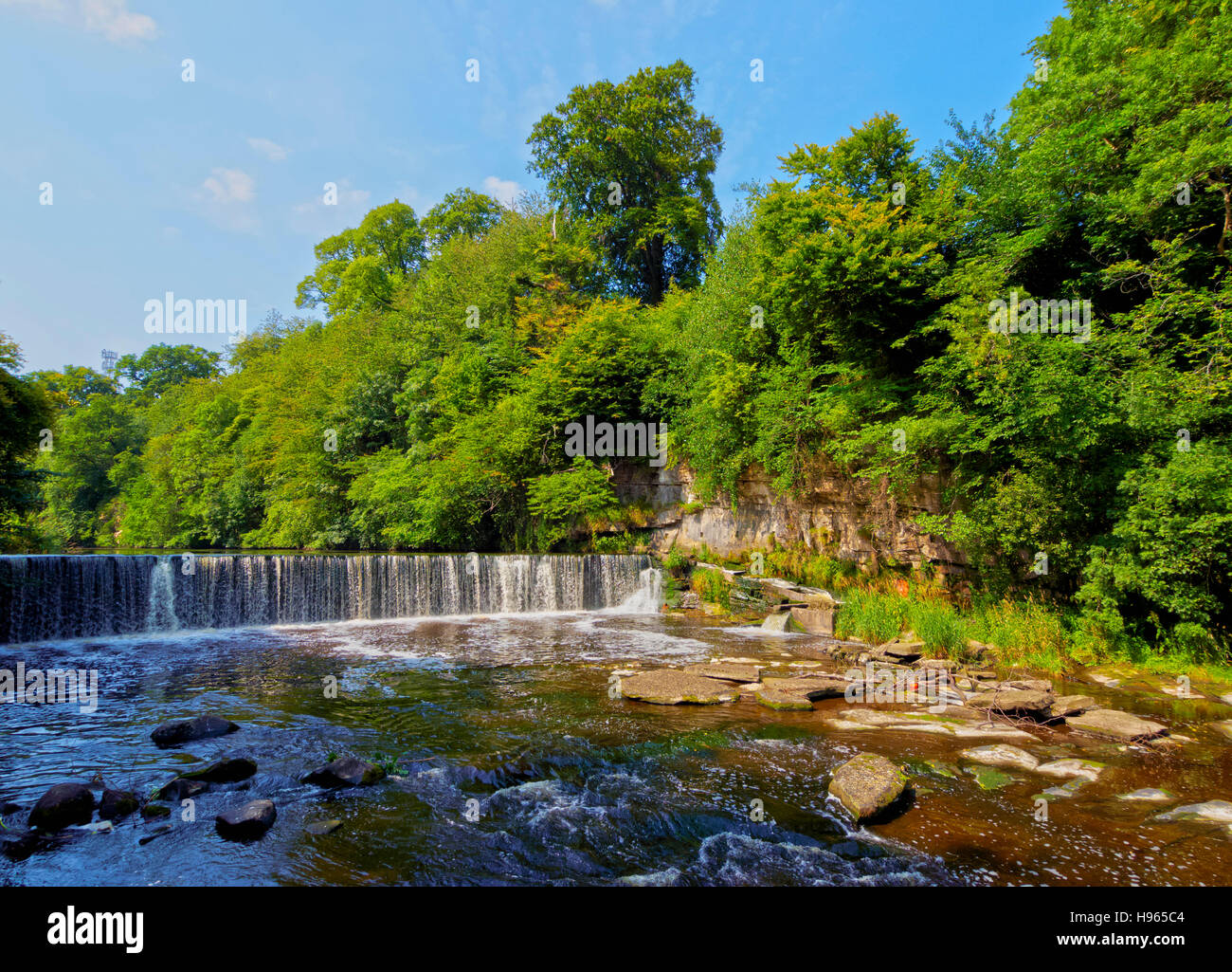 UK, Scotland, Edinburgh Area, Cramond Village, Waterfall on the River ...