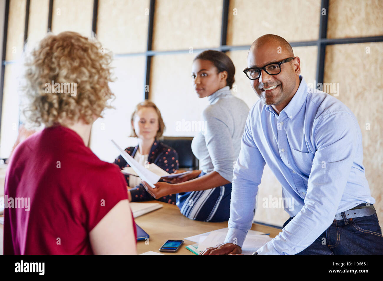 Portrait businessman smiling in conference room meeting Stock Photo - Alamy