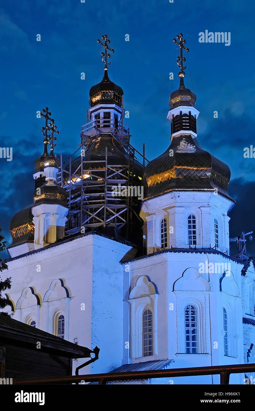 Holy Trinity Monastery in twilight. Tyumen. Russia Stock Photo - Alamy