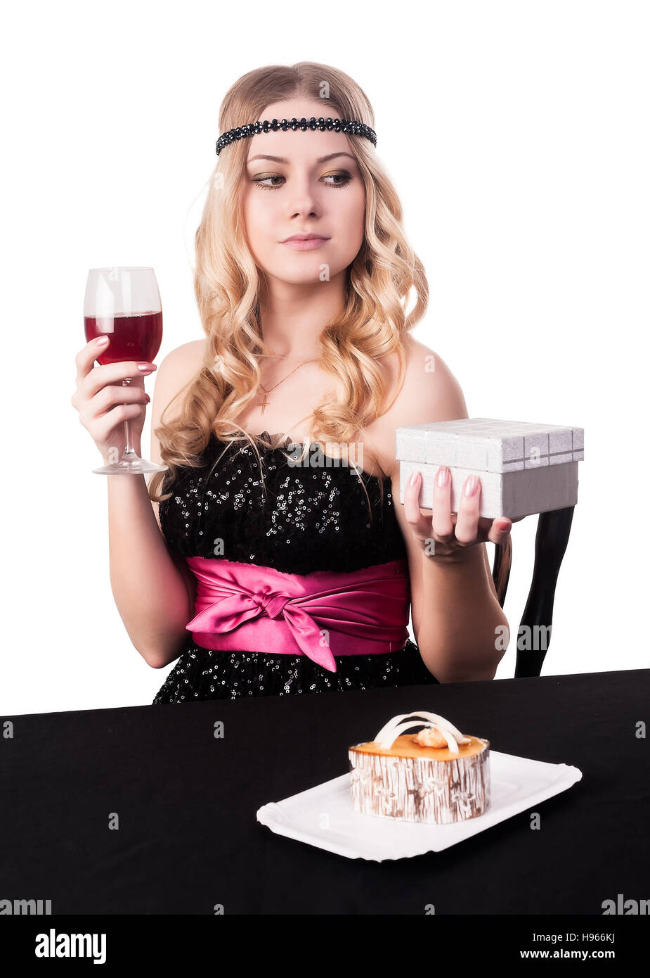 Attractive young woman get gift Stock Photo - Alamy