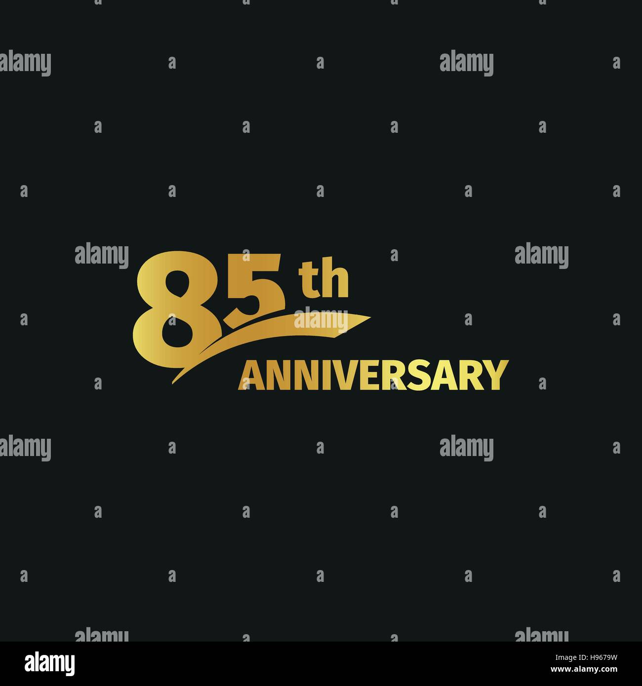 Isolated abstract golden 85th anniversary logo on black background. 85 ...