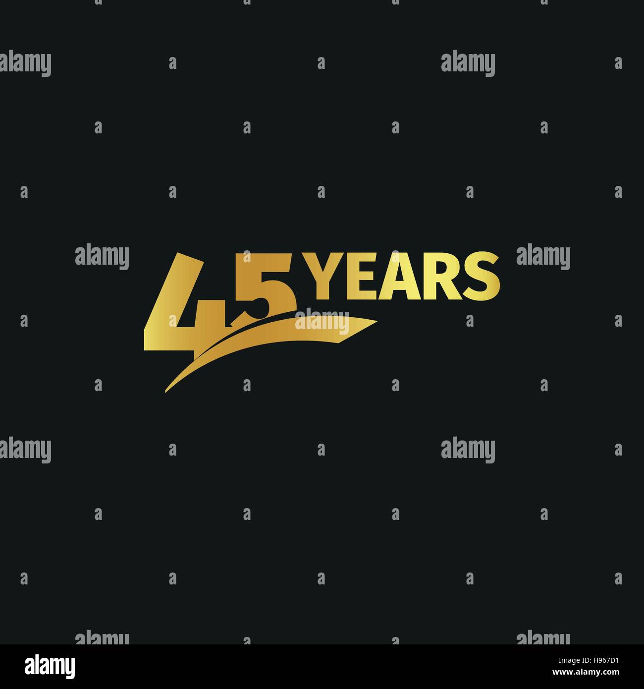 Isolated abstract golden 45th anniversary logo on black background. 45 ...