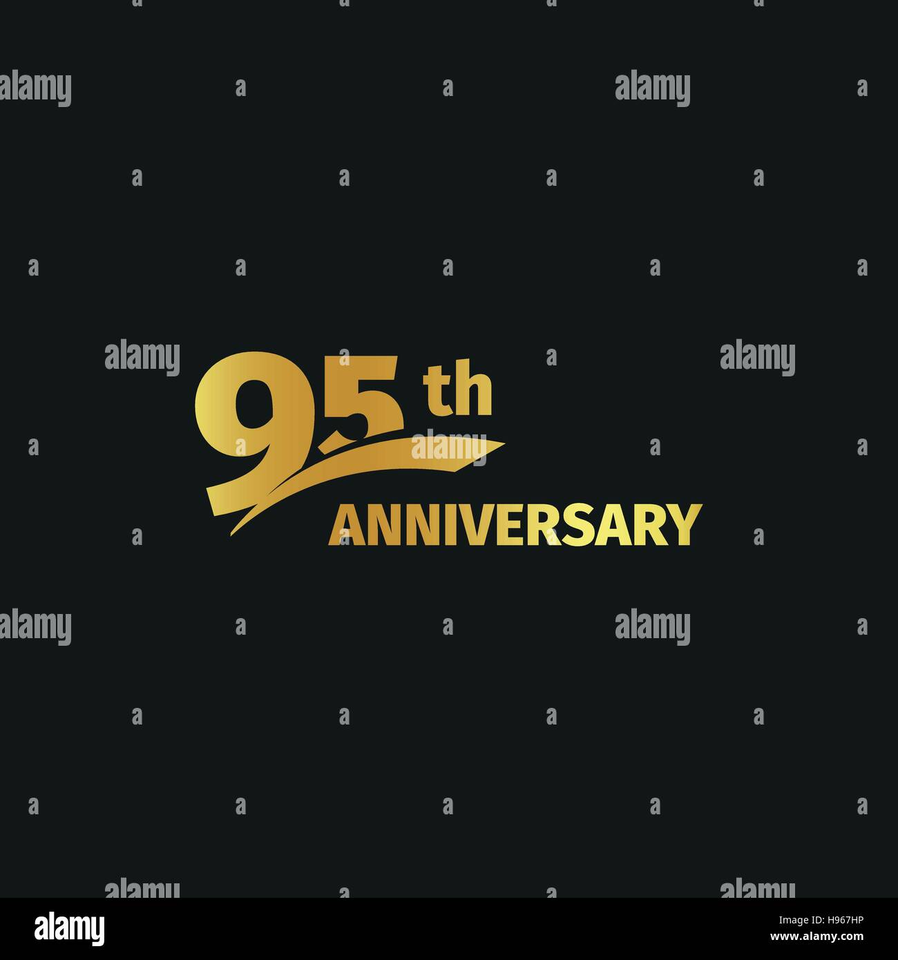 Isolated abstract golden 95th anniversary logo on black background. 95 ...
