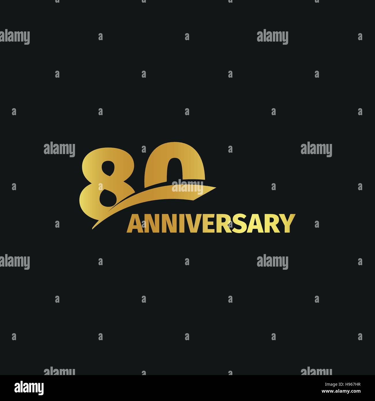 Isolated abstract golden 80th anniversary logo on black background. 80 ...