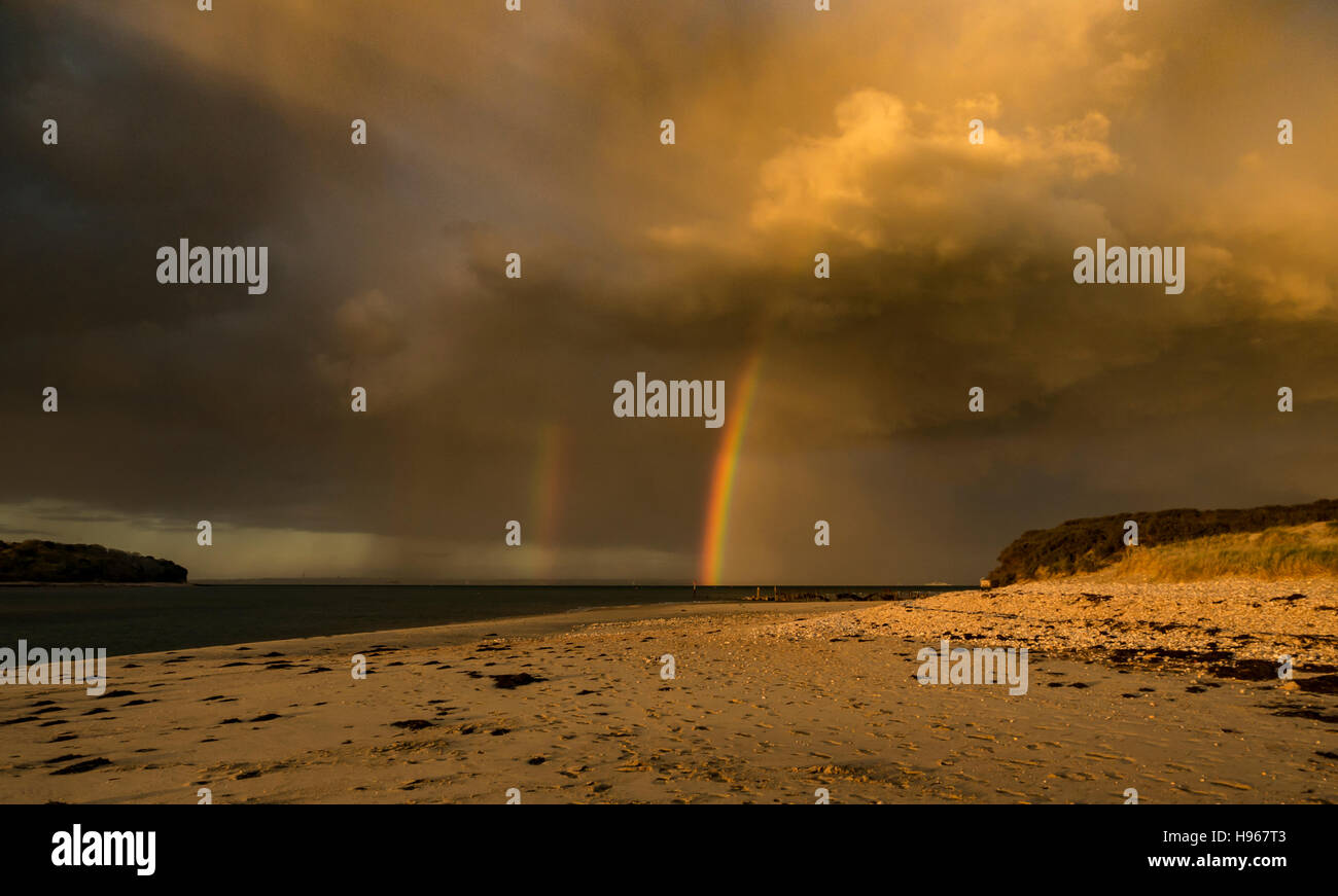 Rainbow over Bembridge Stock Photo - Alamy