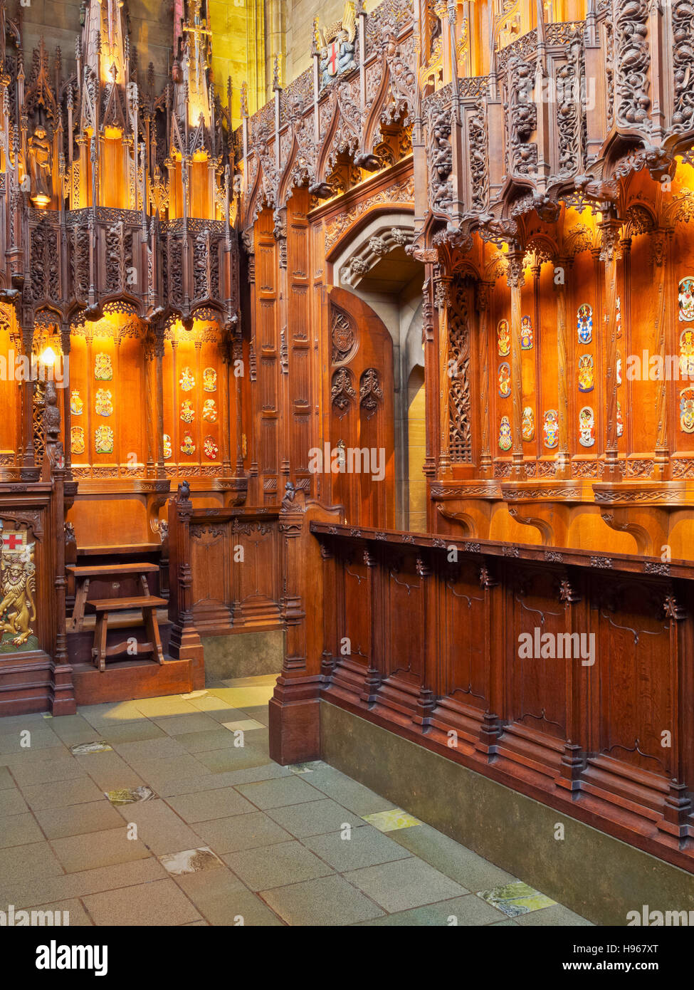 UK, Scotland, Lothian, Edinburgh, Interior view of the Thistle Chapel ...
