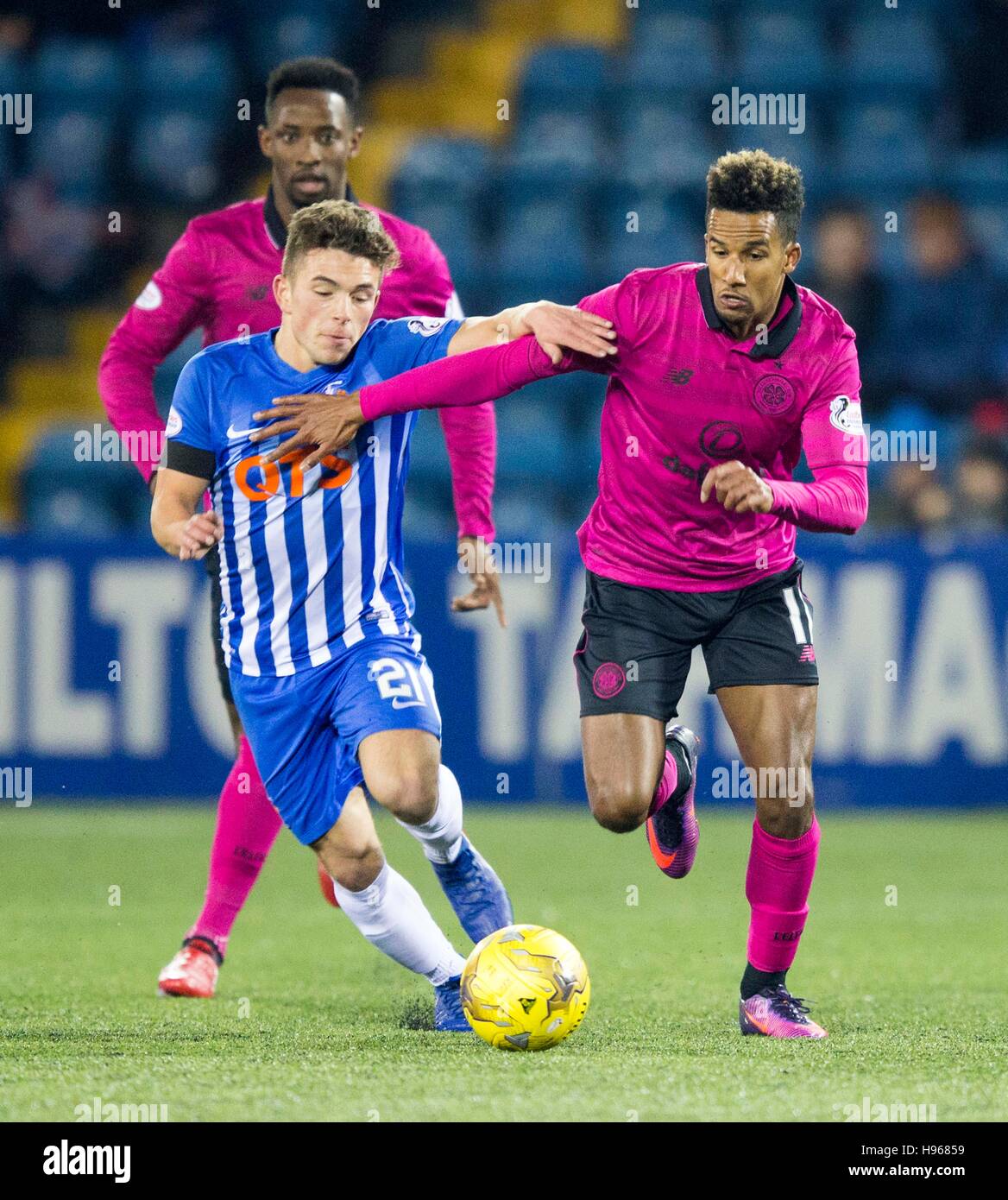 Kilmarnock's Adam Frizzell (left) and Celtic's Scott Sinclair battle ...