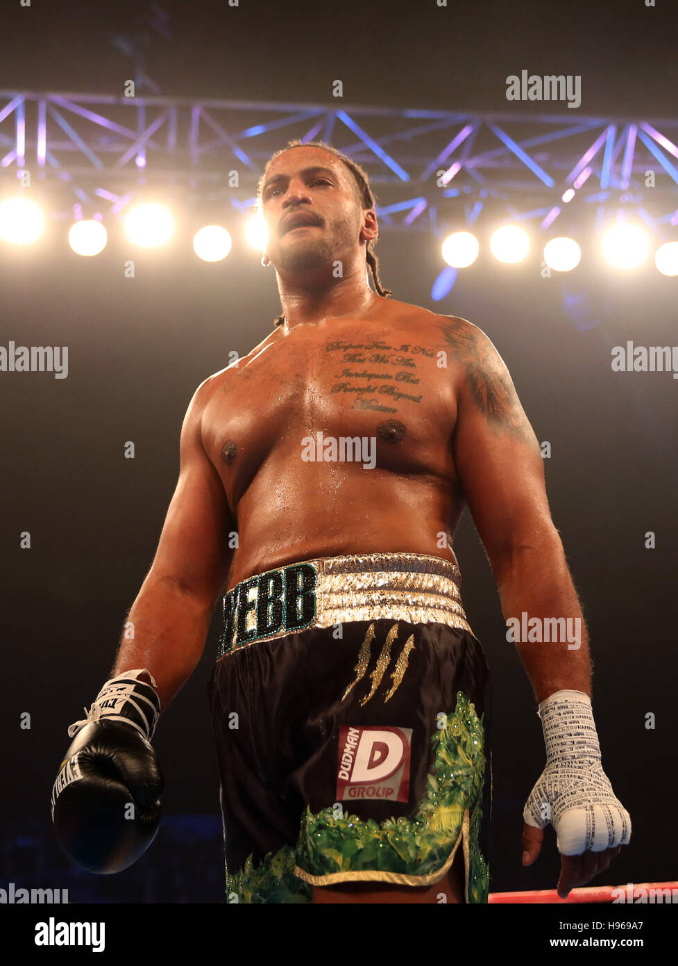 Nick Webb celebrates winning against Ivica Perkovic at the Wembley SSE ...