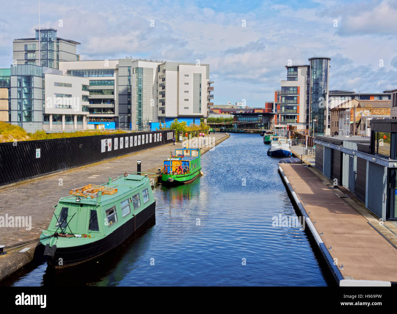 UK, Scotland, Lothian, Edinburgh, Edinburgh Quay and the Lochrin Basin ...