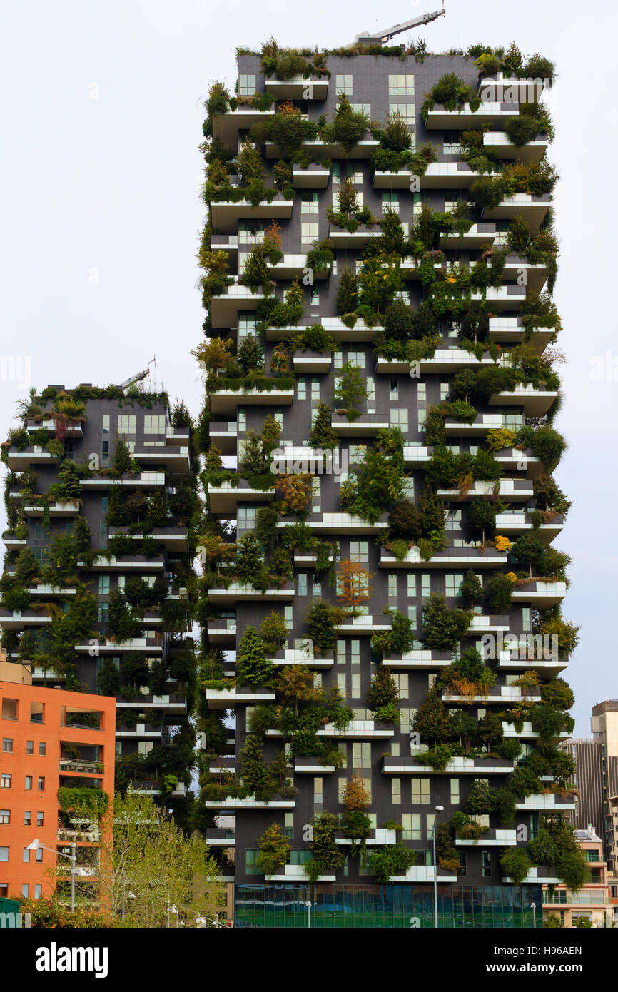 MILAN, ITALY-OCTOBER 09, 2016: Skyscraper Vertical Forest view. Modern ...