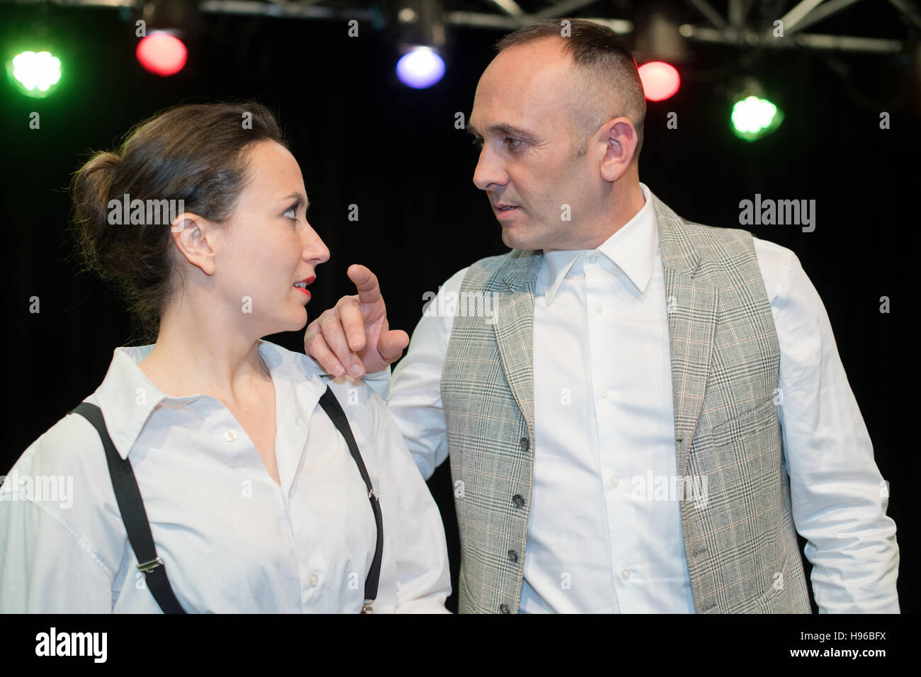 two musicians talking at concert break Stock Photo - Alamy