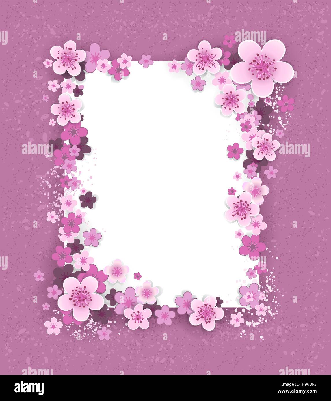 rectangular light banner decorated with sakura flowers on a pink ...