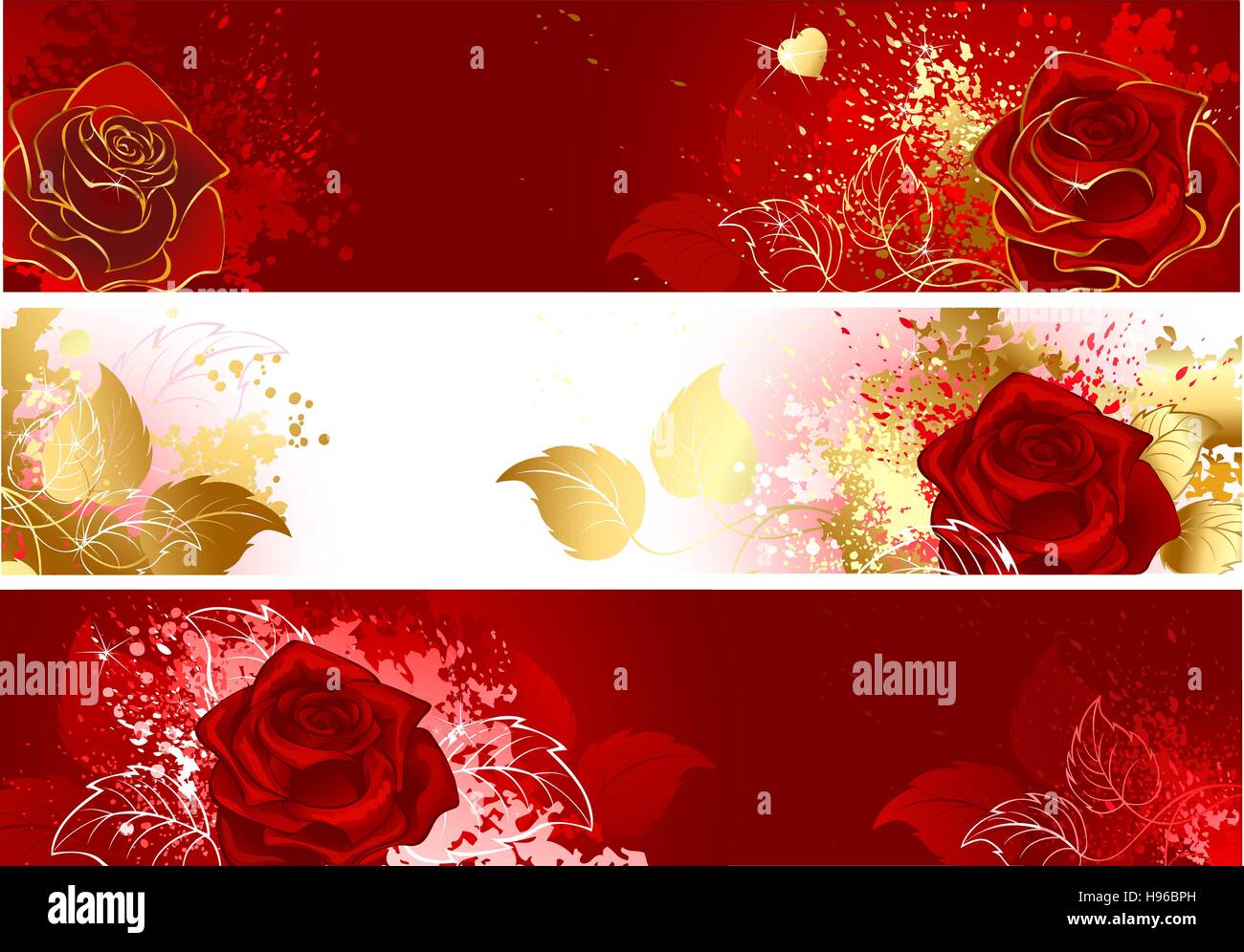 Three red banners hi-res stock photography and images - Alamy