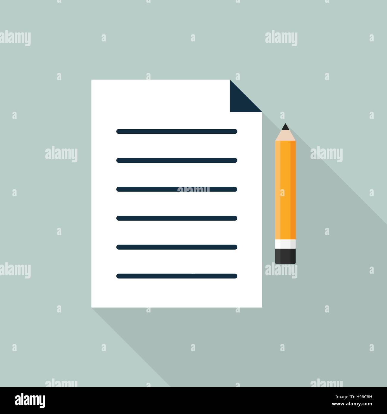 Paper and pencil icon flat design isolated vector illustration Stock ...