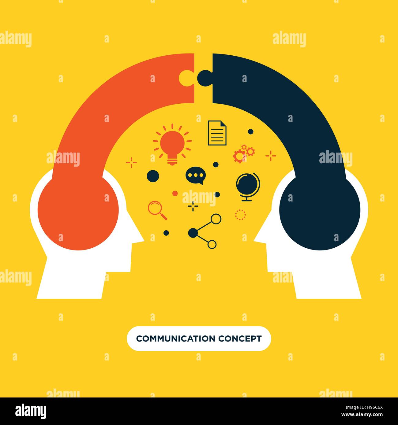 Communication concept, opinion exchange, two-way communication flat ...
