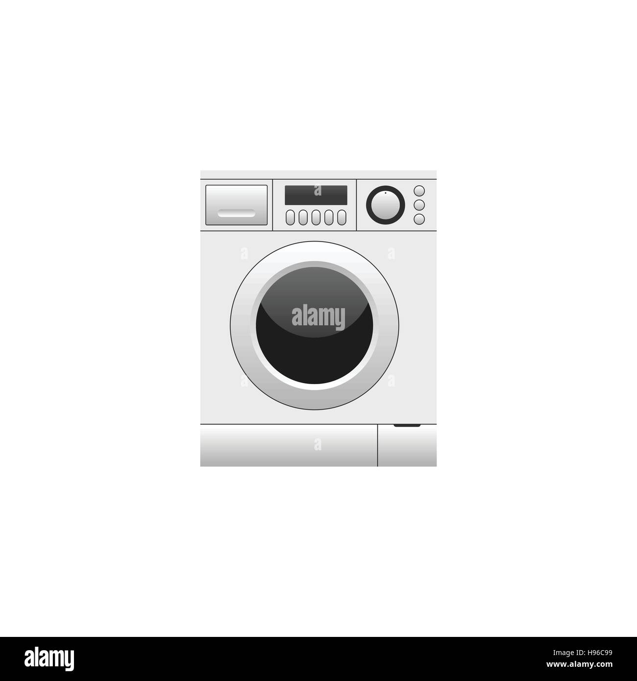 Realistic washing machine front view closed up isolated on white ...