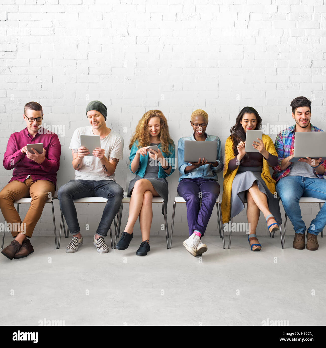 Friends Connection Digital Devices Technology Network Concept Stock ...