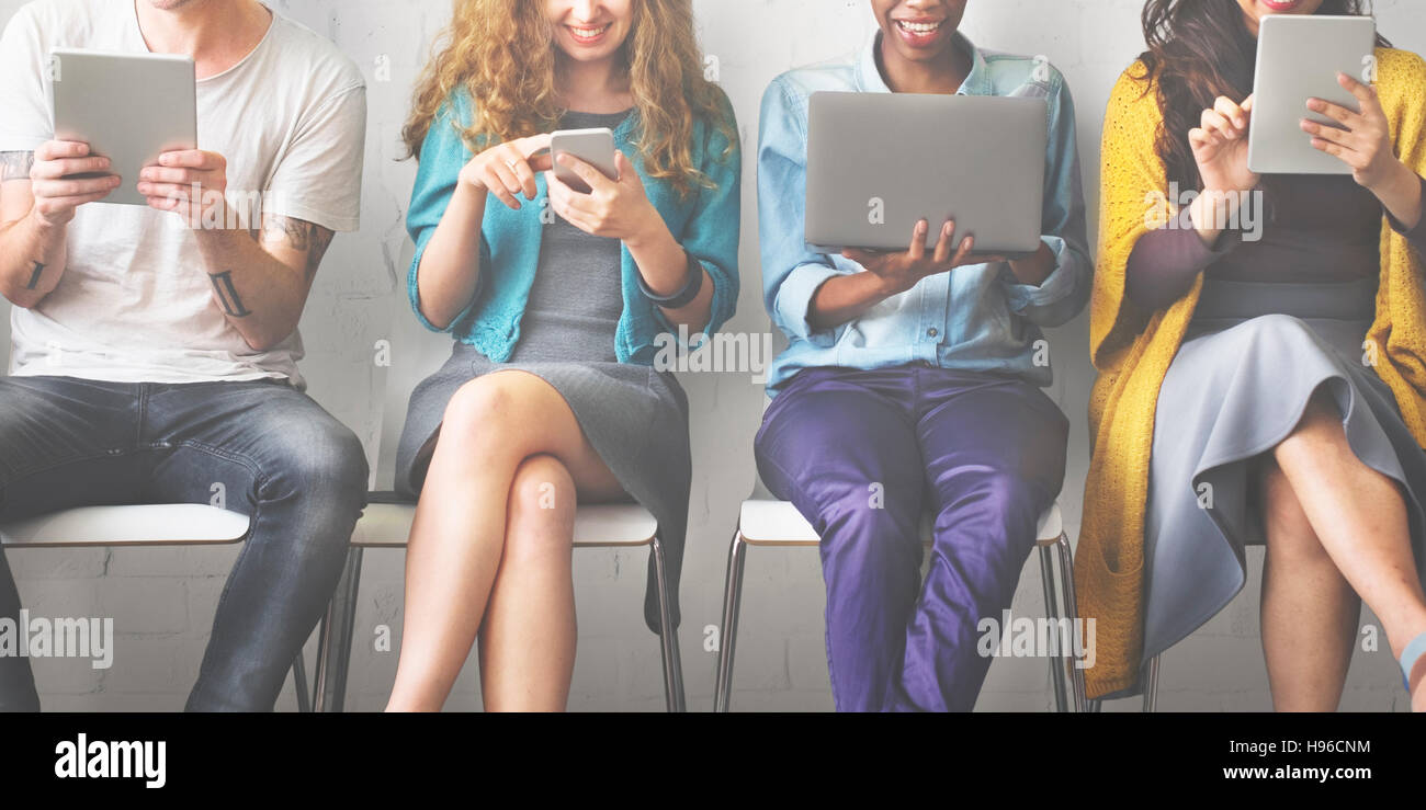 Friends Connection Digital Devices Technology Network Concept Stock ...