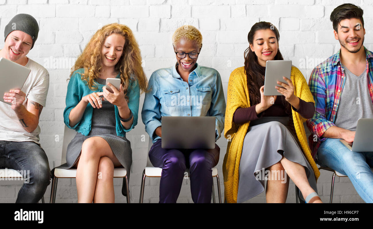 Friends Connection Digital Devices Technology Network Concept Stock ...