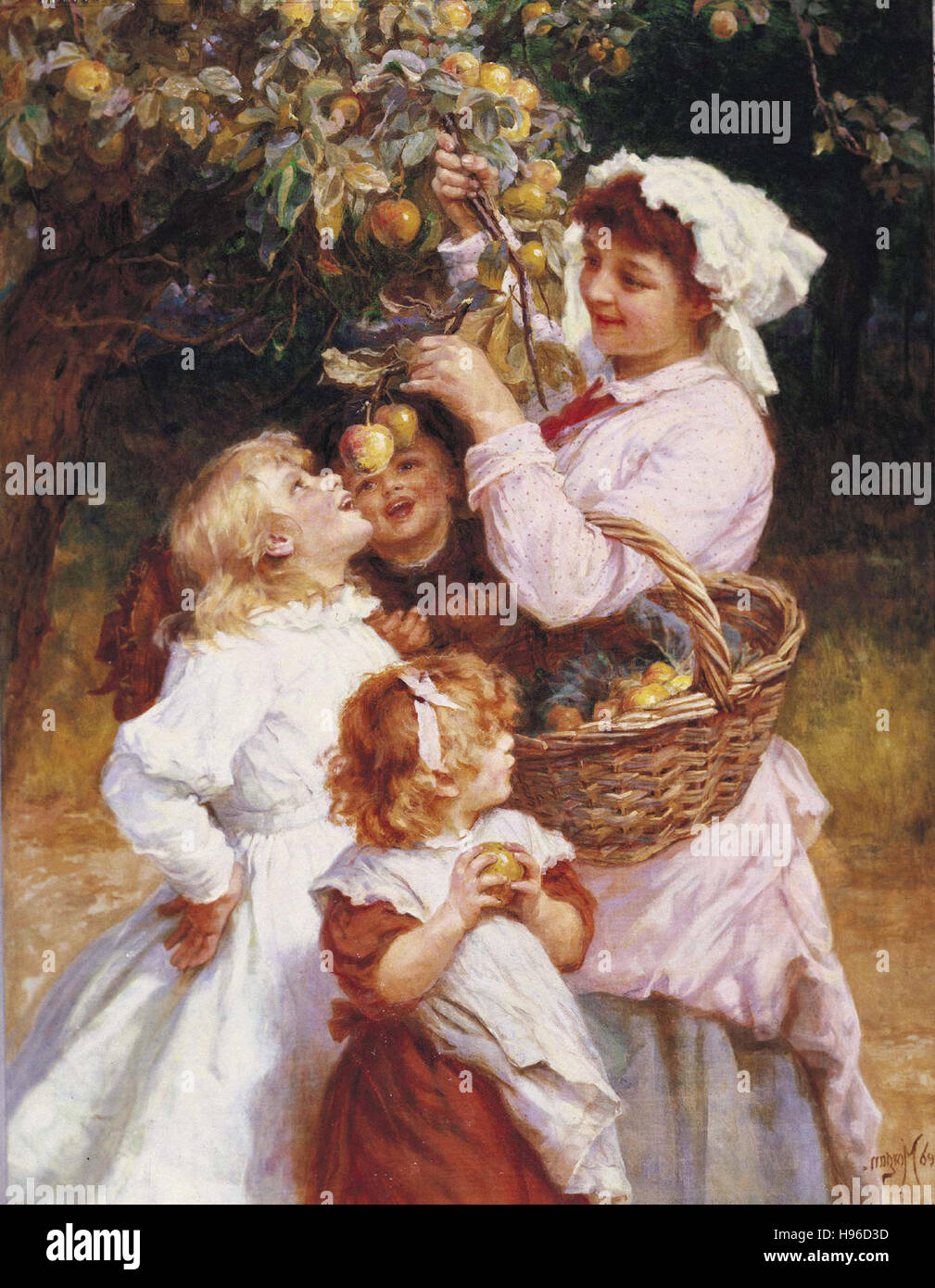 Frederick Morgan Picking Apples Stock Photo - Alamy