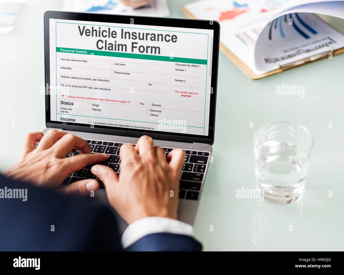 Vehicle Car Insurance Claim Form Concept Stock Photo - Alamy