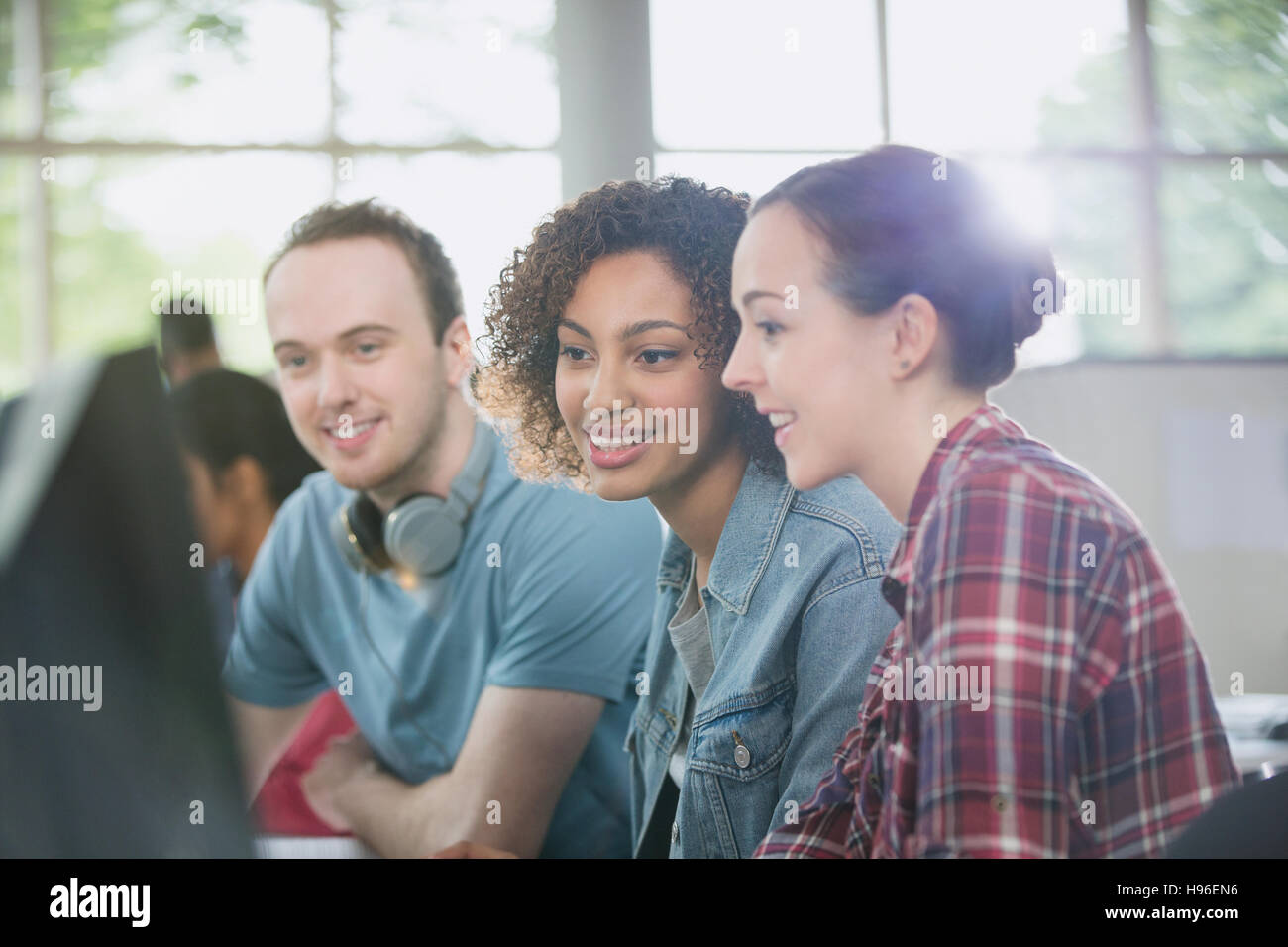College students studying at computer in computer lab Stock Photo - Alamy