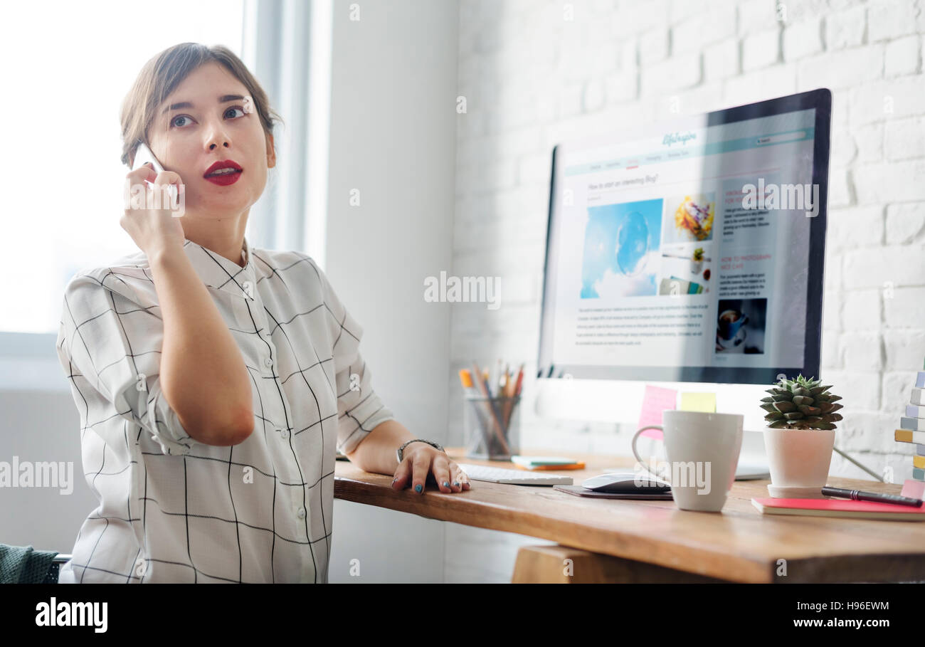Girl Internet Technology Connection Research Concept Stock Photo - Alamy