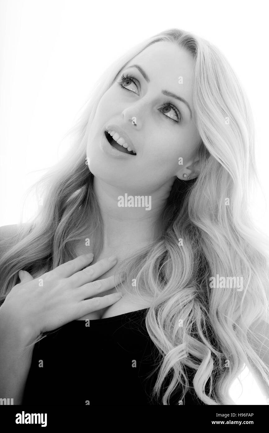Portrait shocked girl Black and White Stock Photos & Images - Alamy