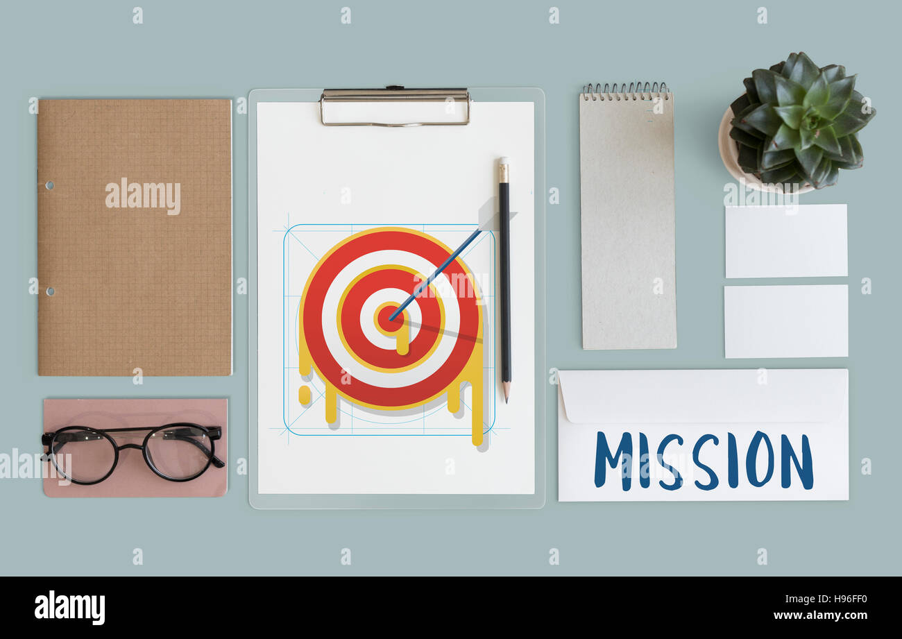 Mission Arrow Target Goals Business Dart Graphic Concept Stock Photo ...