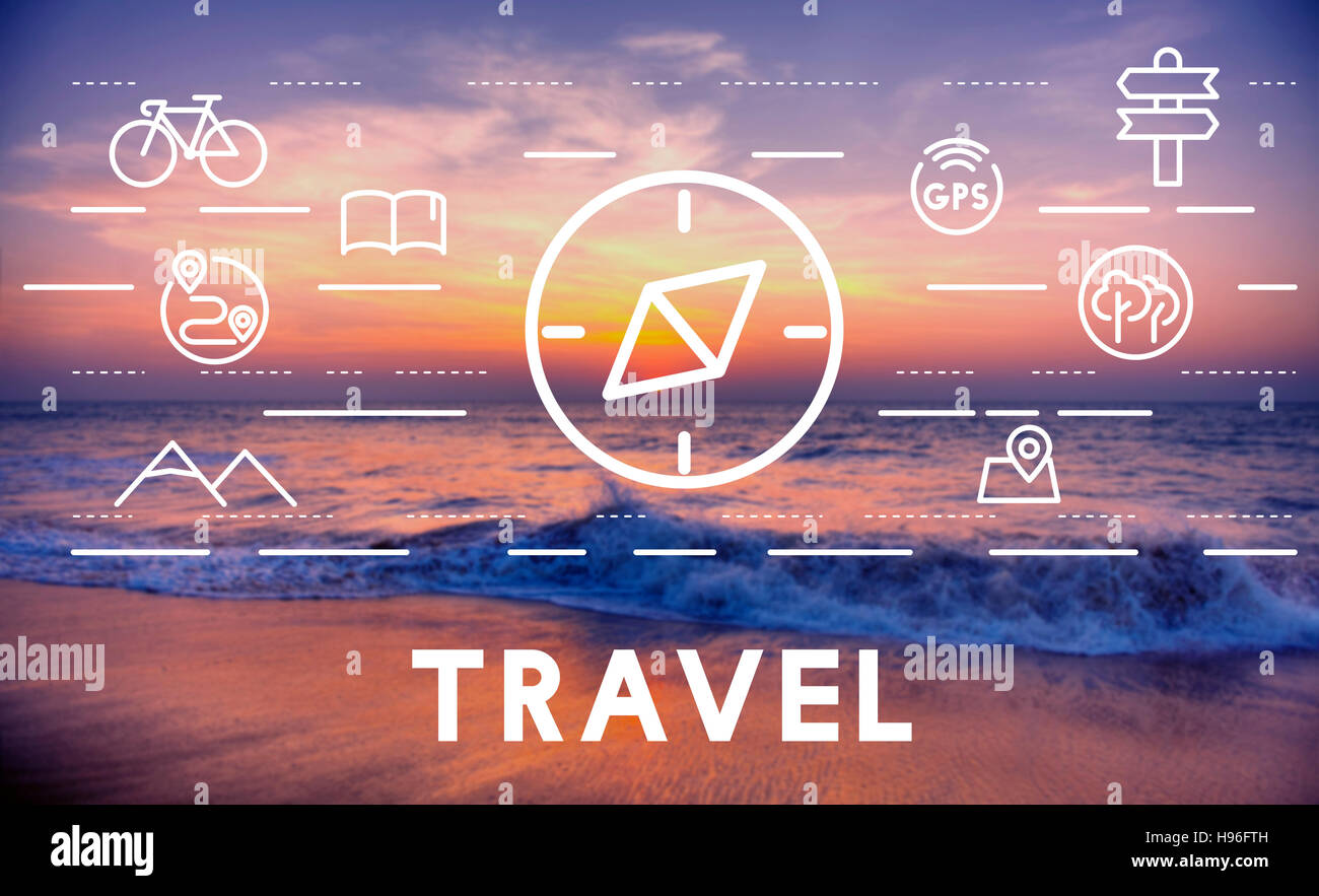 Journey Vacation Holiday Travel Compass Concept Stock Photo - Alamy