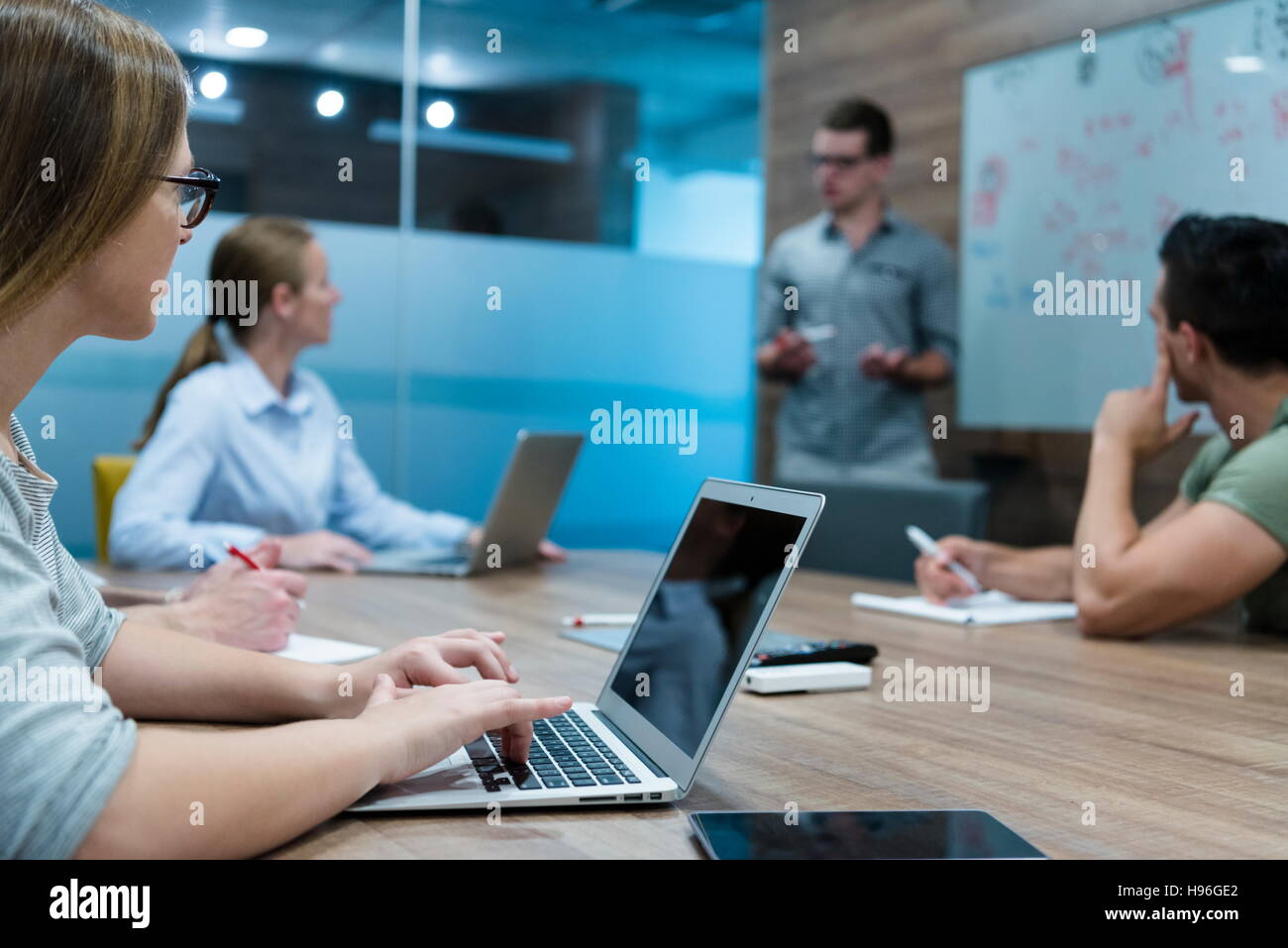 startup business team brainstorming on meeting working on laptop and ...