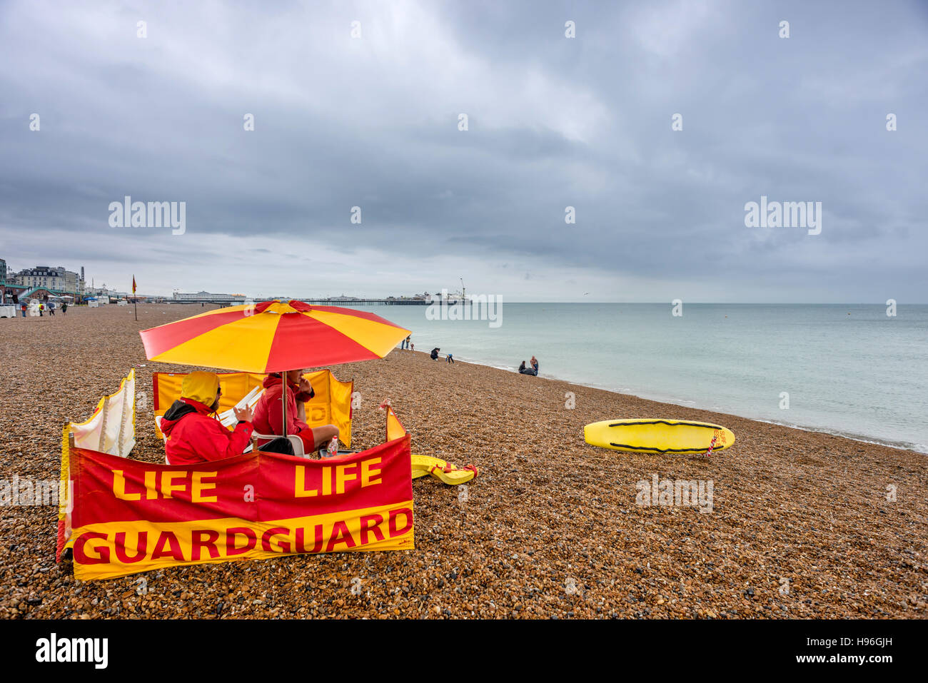 Lifeguards on Brighton Beach Stock Photo - Alamy