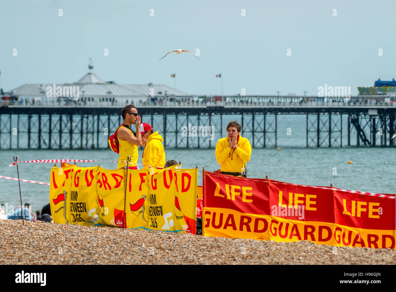 Lifeguards on Brighton Beach Stock Photo - Alamy
