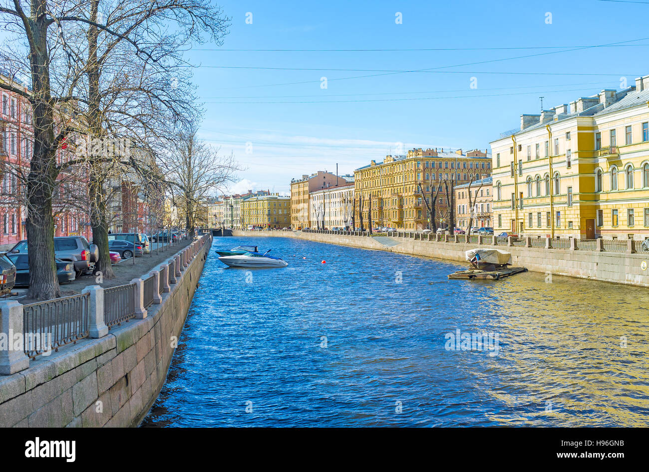 The Griboedov Canal surrounded by scenic mansions and places of ...