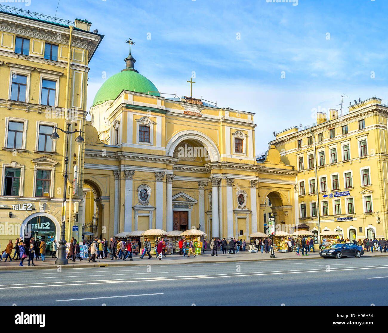 The facade of Catholic Church of St Catherine with monumental arched ...