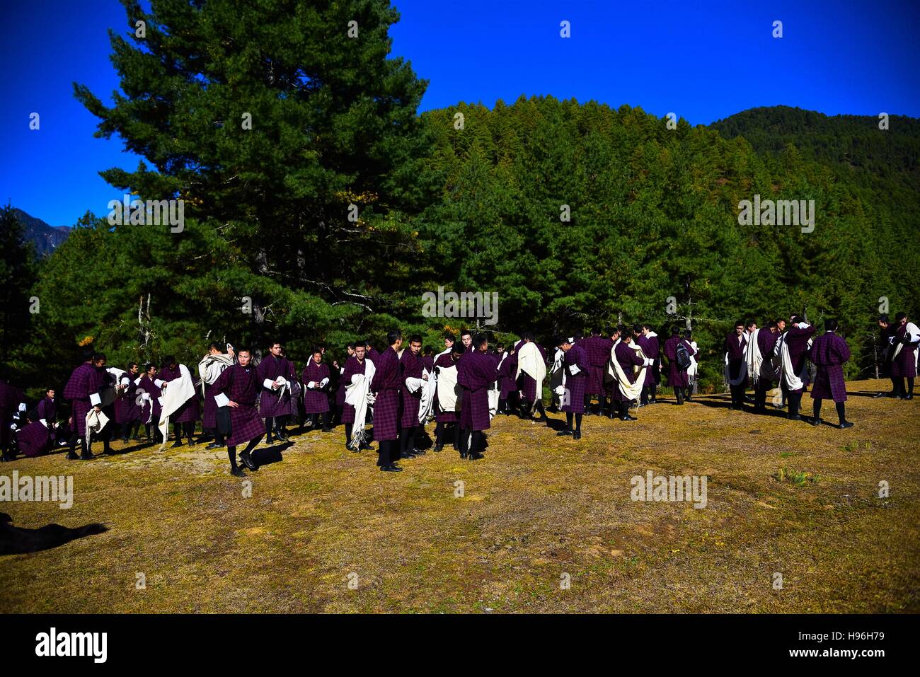 Gathering of school children for picnic Stock Photo - Alamy