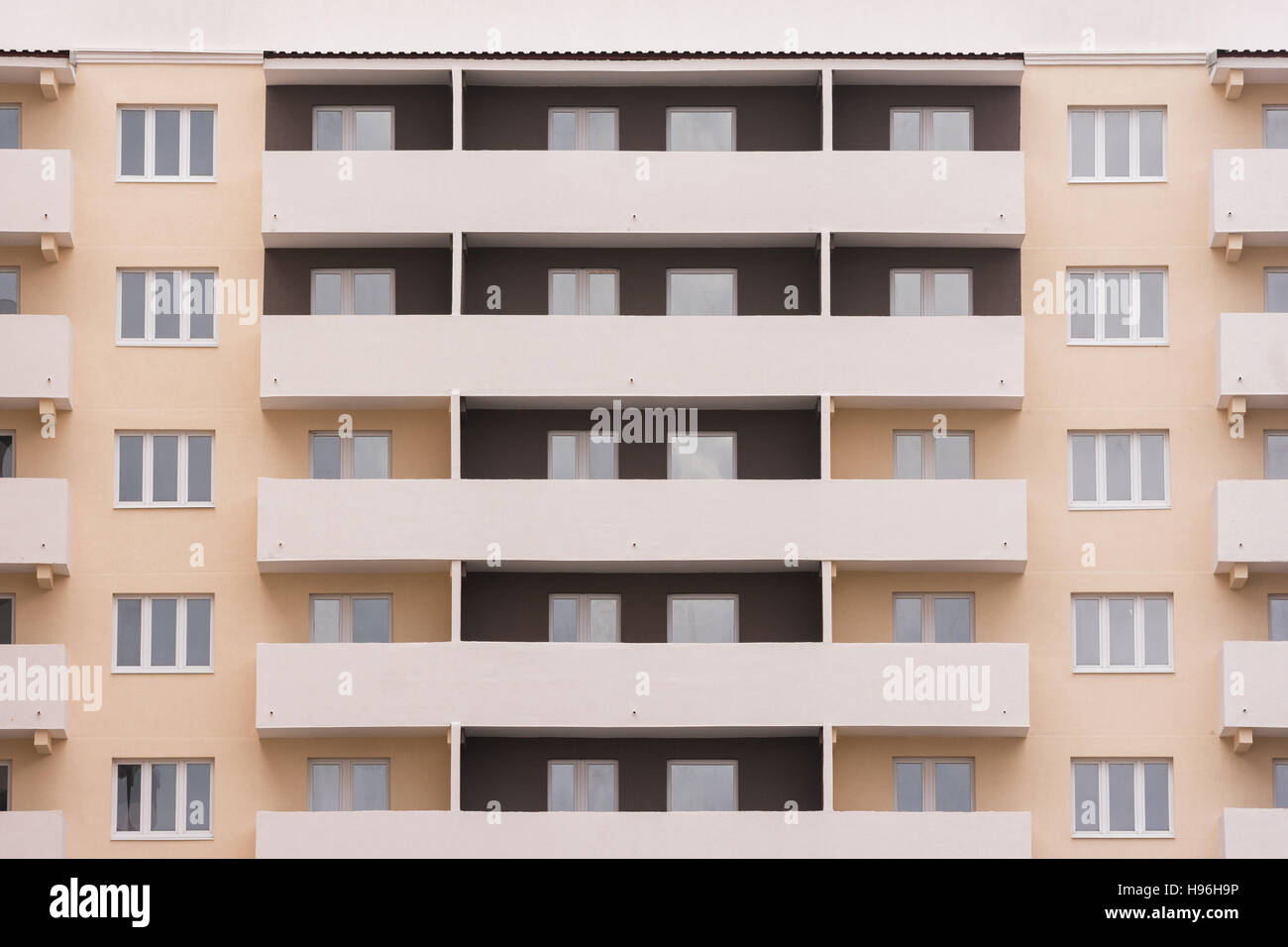 Anapa, Russia - November 16, 2016: Balconies of a typical high-rise ...