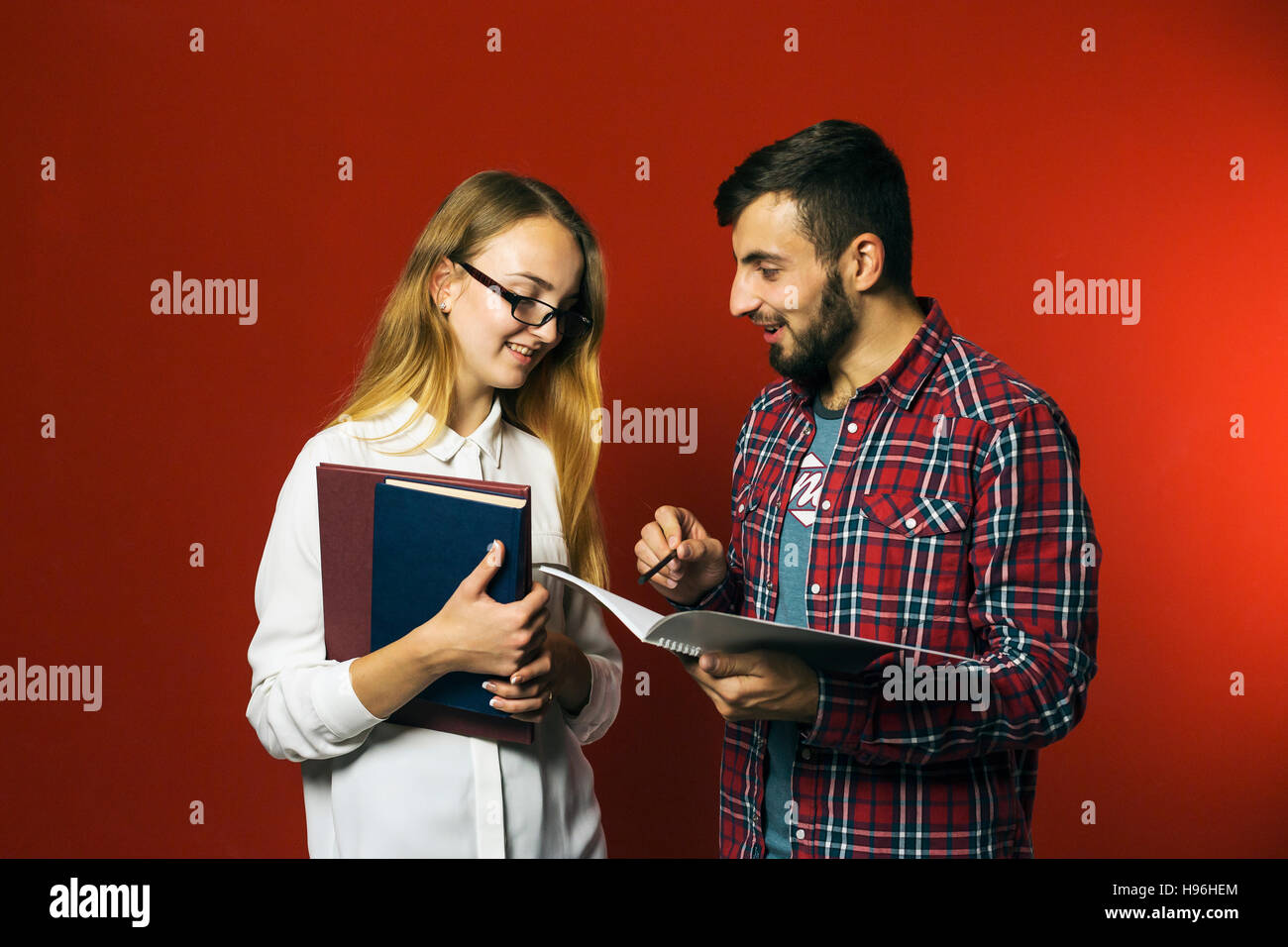 Two Students Have a Friendly Discussion Stock Photo - Alamy