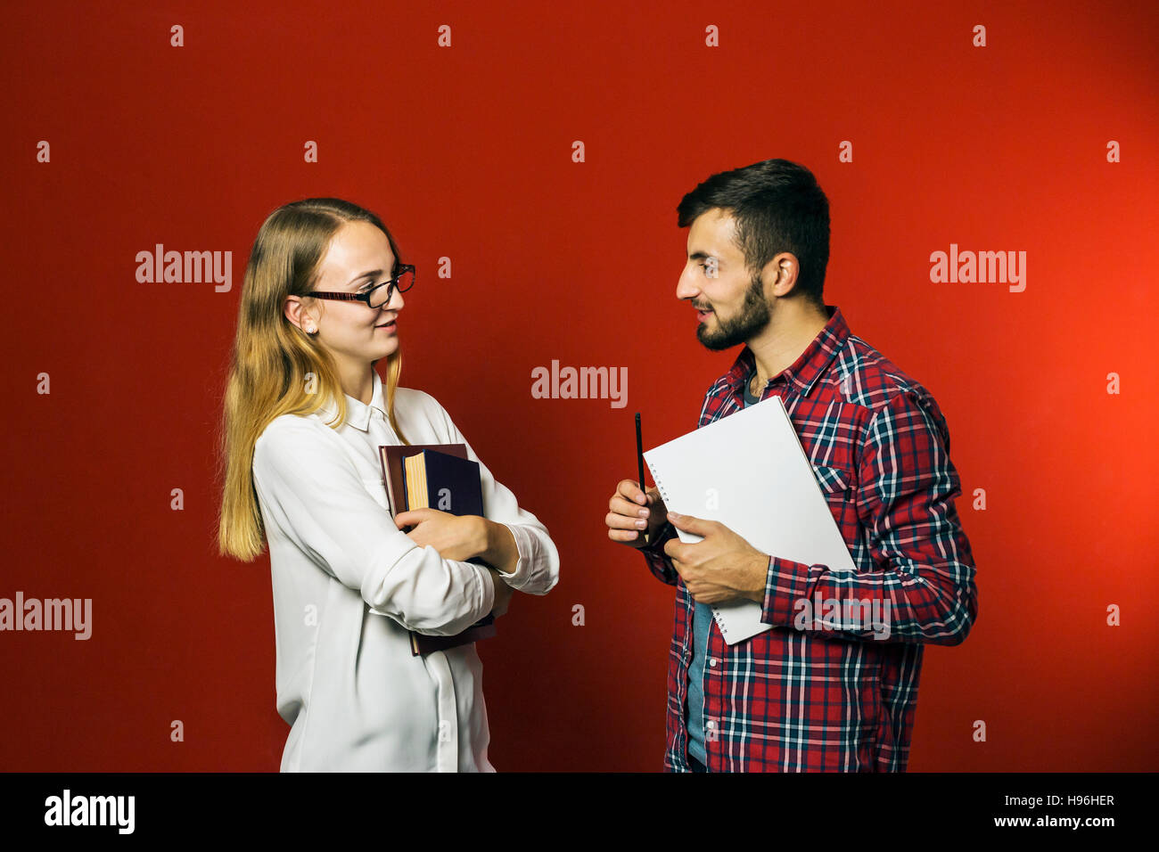 Two Students Have a Friendly Discussion Stock Photo - Alamy